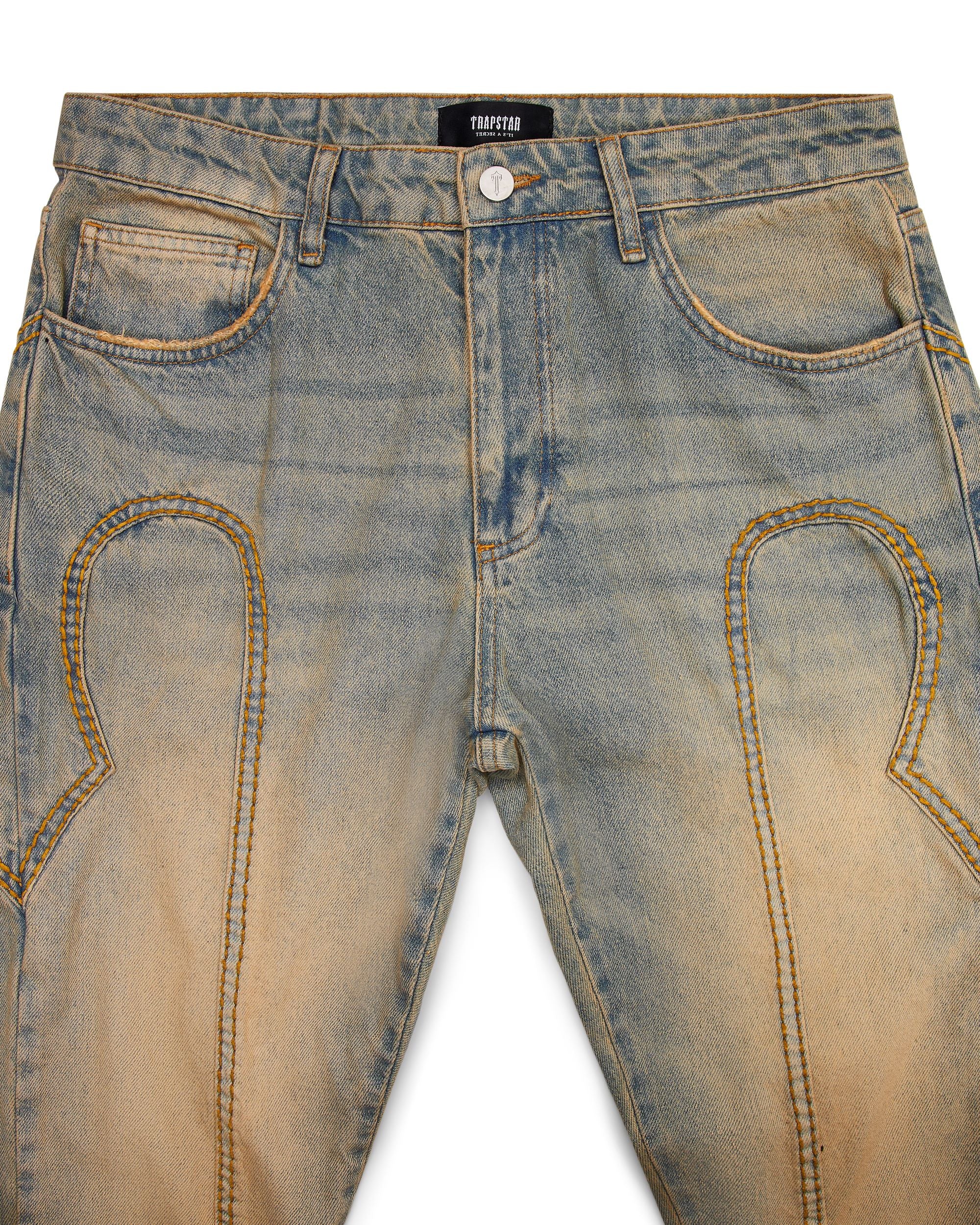 Trapstar Irongate Panel Denim Jeans – Sandy Blue | Affordable Trapstar ...