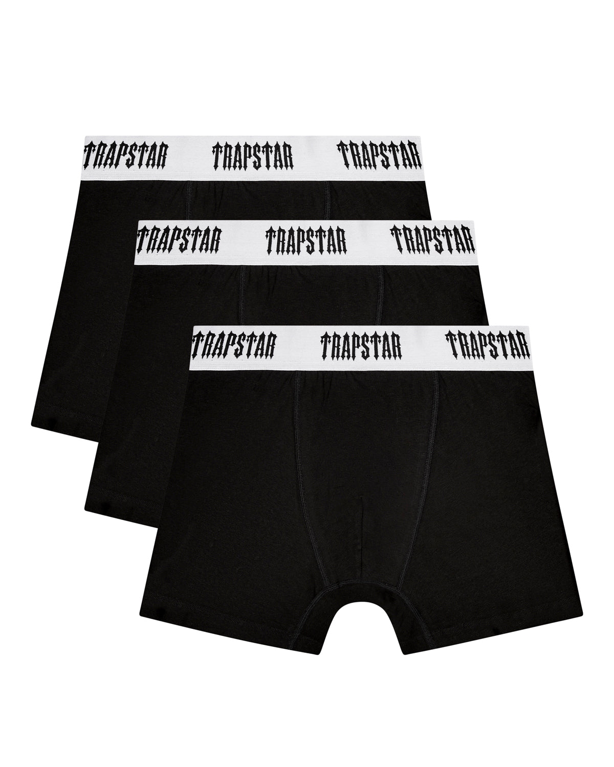 Trapstar Men’s Black Boxer Shorts 3 Pack with White Waistband ...
